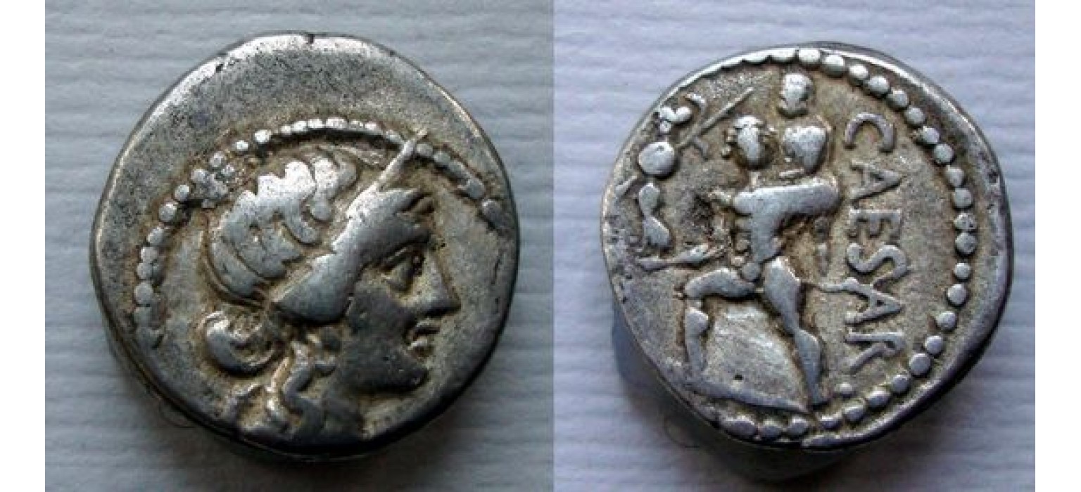 Julius Caesar - denarius AENEAS (JUN2117) - Aeneas denarius ...