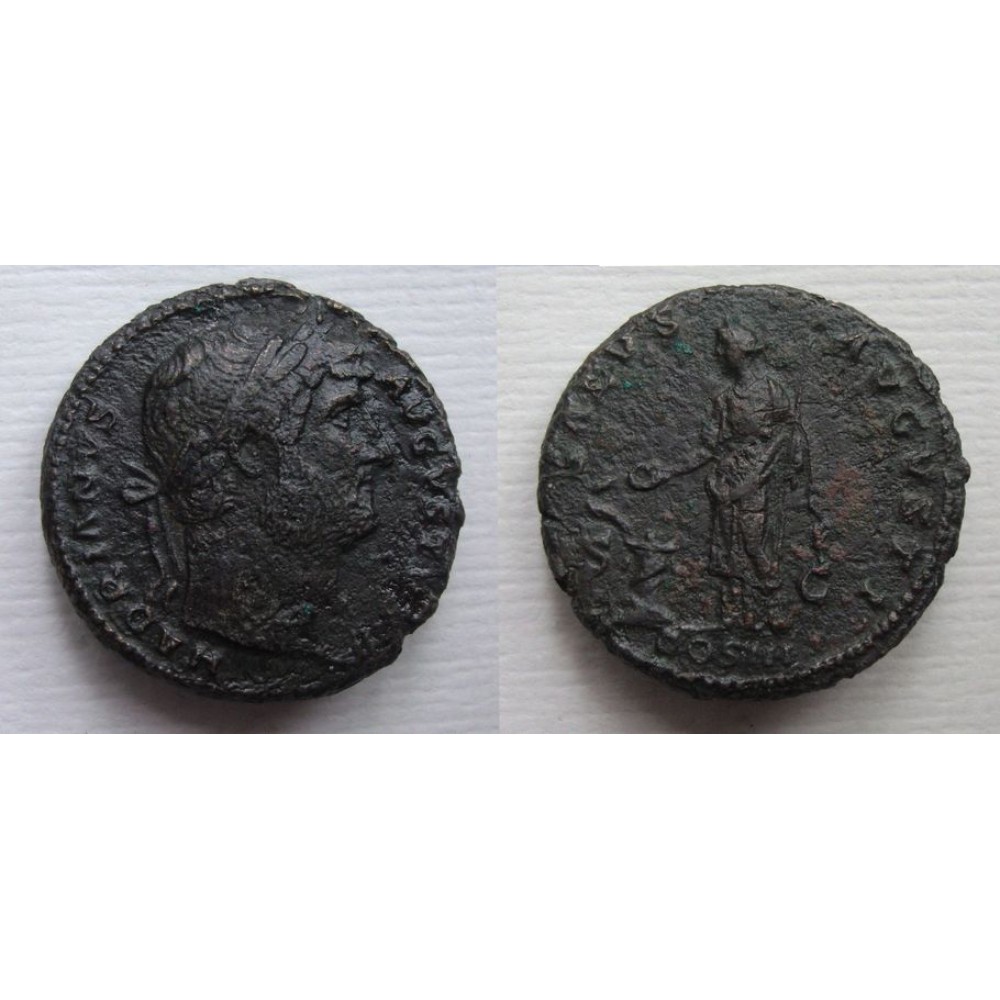 Hadrian - SALUS As (AU2198) - Salus standing Cos III AS | RomanCoinShop.com