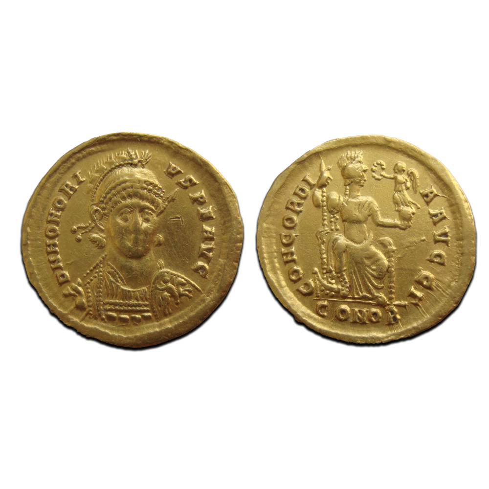 Honorius - GOLD Solidus (AP2527) - solidus Concordia RIC 8 ...