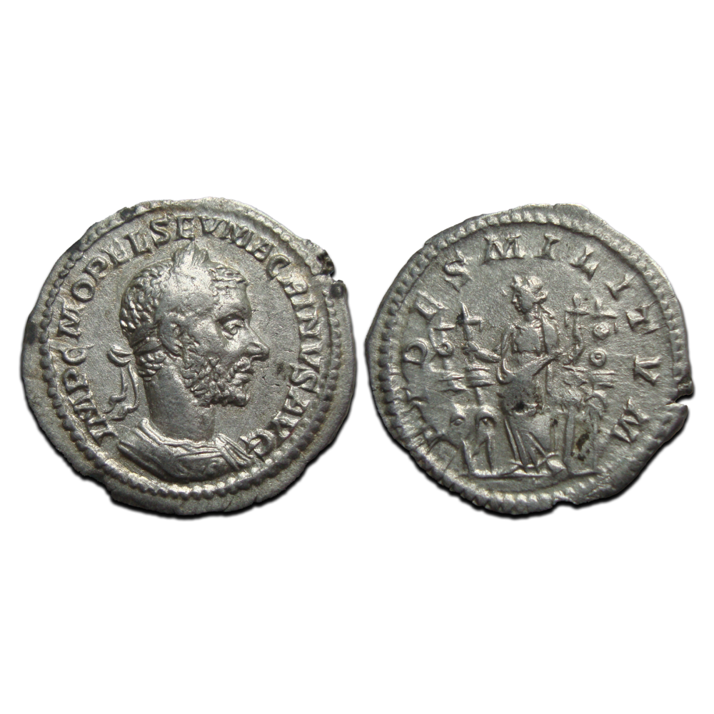 Macrinus - FIDES MILITVM scarce coin (AU2444) - Fides militvm 4 signa ...