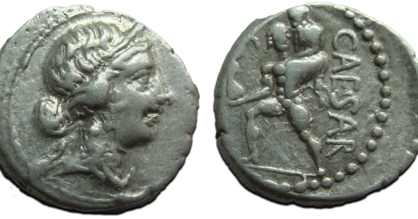 Julius Caesar - denarius Aeneas (AU2483) - Aeneas denarius ...