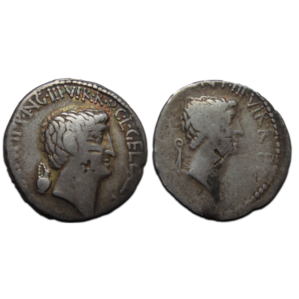 MARC ANTONY - denarius with Octavian very rare! (D2429) - Octavian ...