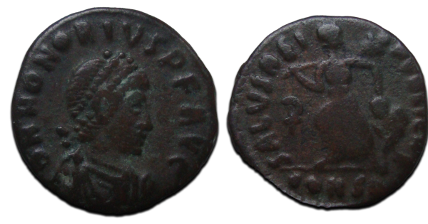 Honorius - salus reipvblicae Ae4 RARE (D2459) - Salvs Reipvblicae CONS ...