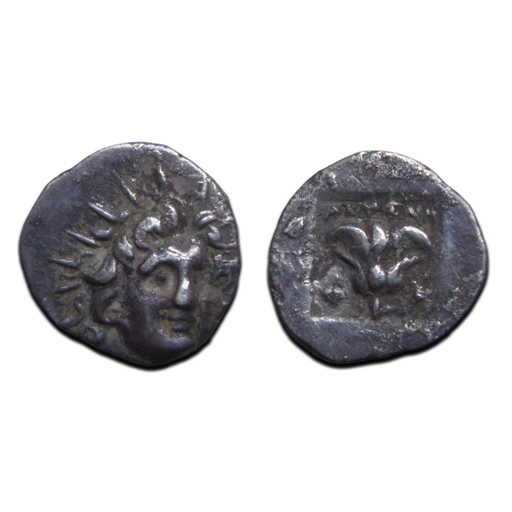 Greek coins - Helios Rhodos 170-150 BC (JUL2322) - Rhodos hemidrachm ...