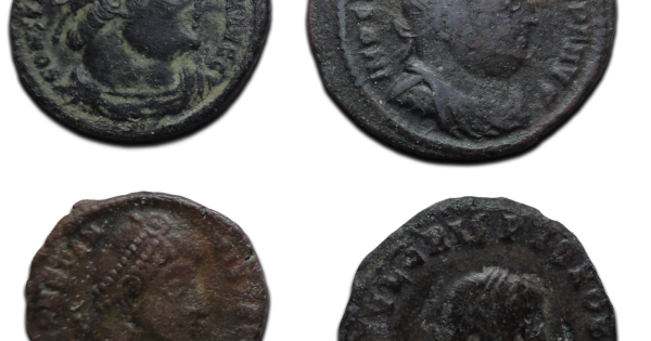 4 emperors from the Roman empire (F2688) - 4 roman coins, Tetricus ...