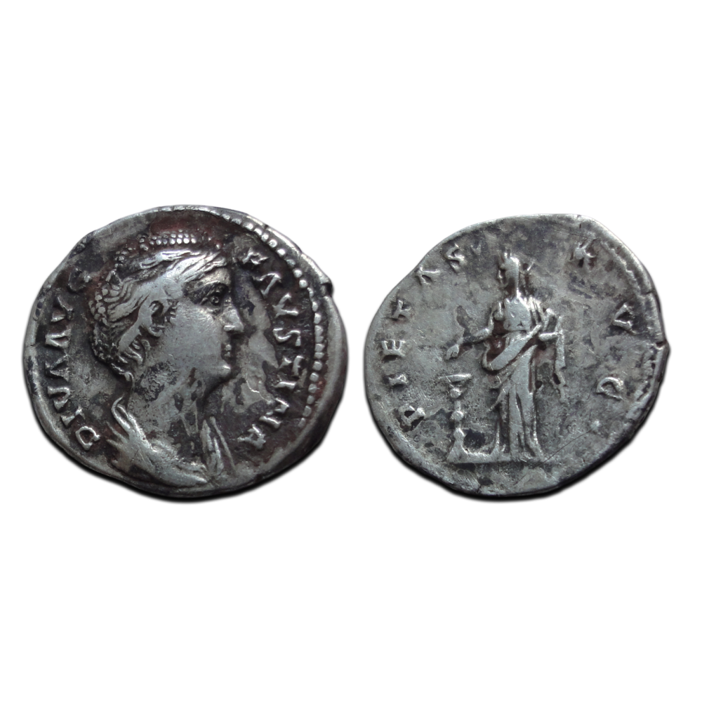 Faustina I - PIETAS fourree denarius (JA2627) - PIETAS with candelabrum ...