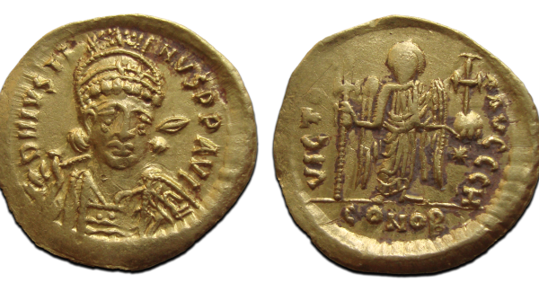 Justinus I - gouden solidus (JUN25125) - Solidus justinus I ...