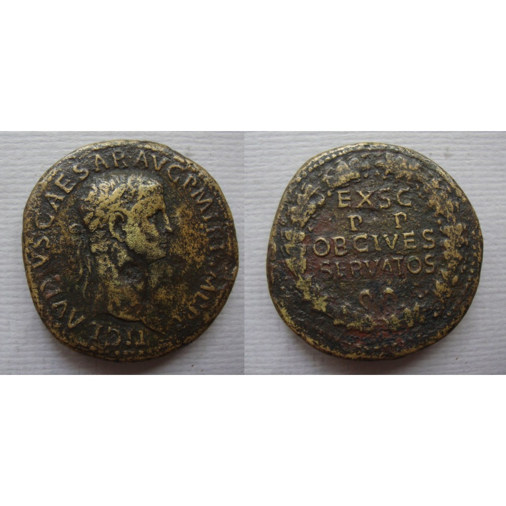 Claudius AS - Sestertius CIVIC CROWN scarce! (ME2274) - Sestertius ...