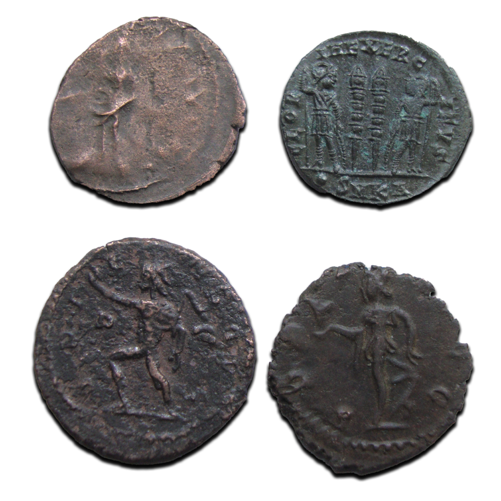4 emperors from the Roman empire (O25105) - 4 roman coins, Tetricus ...