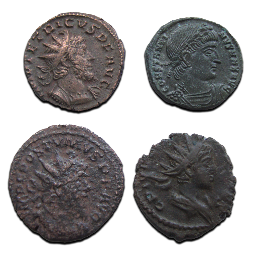 4 emperors from the Roman empire (O25105) - 4 roman coins, Tetricus ...