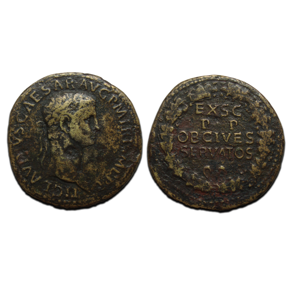 Claudius AS - Sestertius CIVIC CROWN scarce! (ME2274) - Sestertius ...