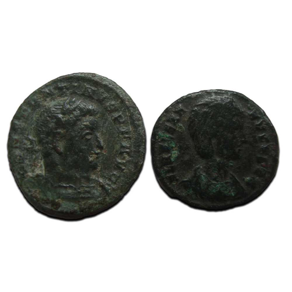 Constantine the Great with his mother Helena (AP2408) - 2 roman coins ...