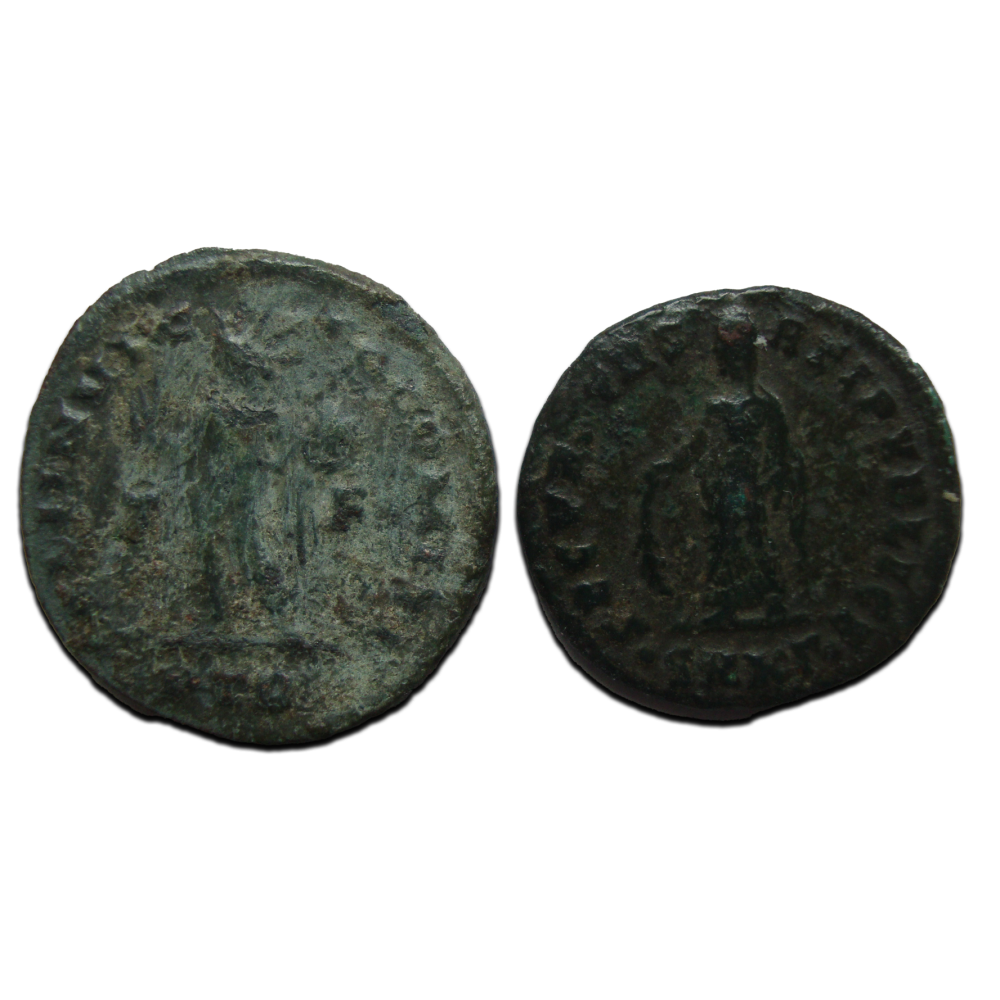 Constantine the Great with his mother Helena (AP2408) - 2 roman coins ...