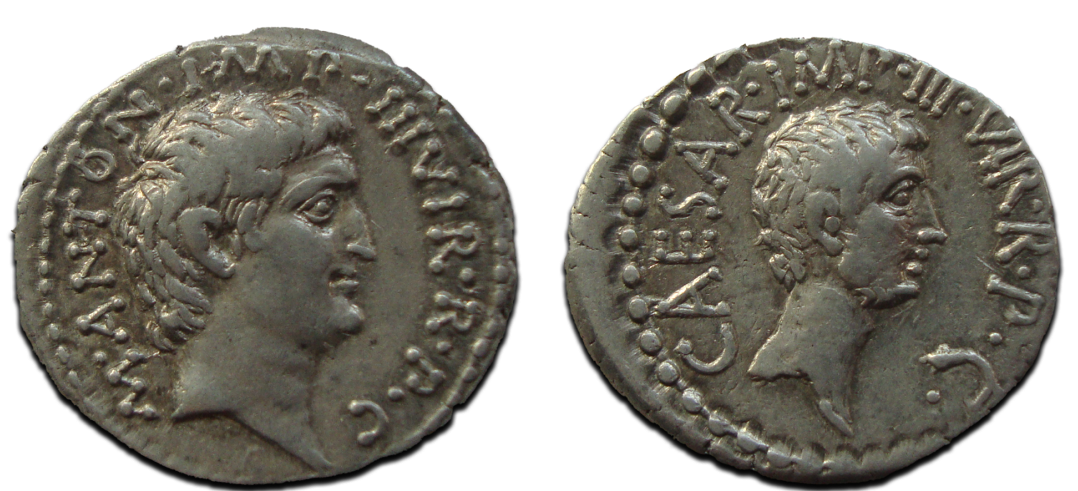MARC ANTONY - denarius with Octavian superb! (AP2416) - Octavian ...