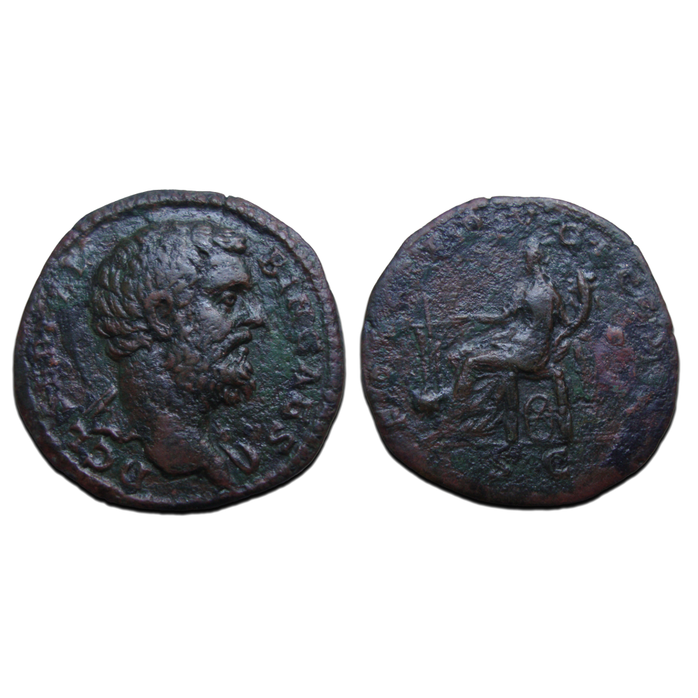 Clodius Albinus - SESTERTIUS with Felicitas RARE (JUL2303) - Sestertius ...