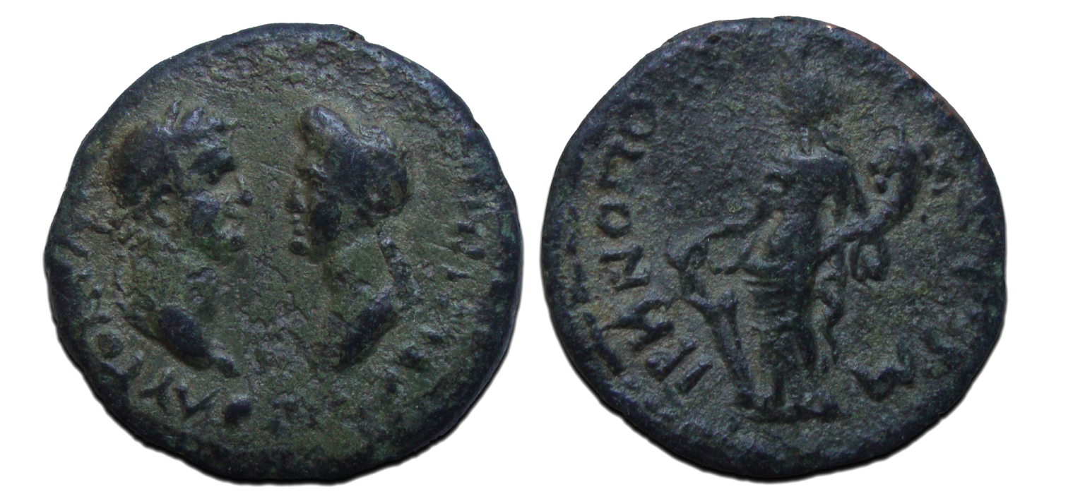 Domitian - with his wife Domitia RARE (JUN2380) - Domitia tyche ...