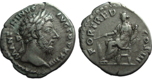 Marcus Aurelius - FORTUNA denarius (MA2498) - FORT RED COS III denarius ...