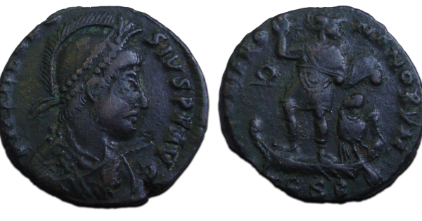 Theodosius I - emperor at ship (ME2310) - AE2 Gloria romanorum TESB ...