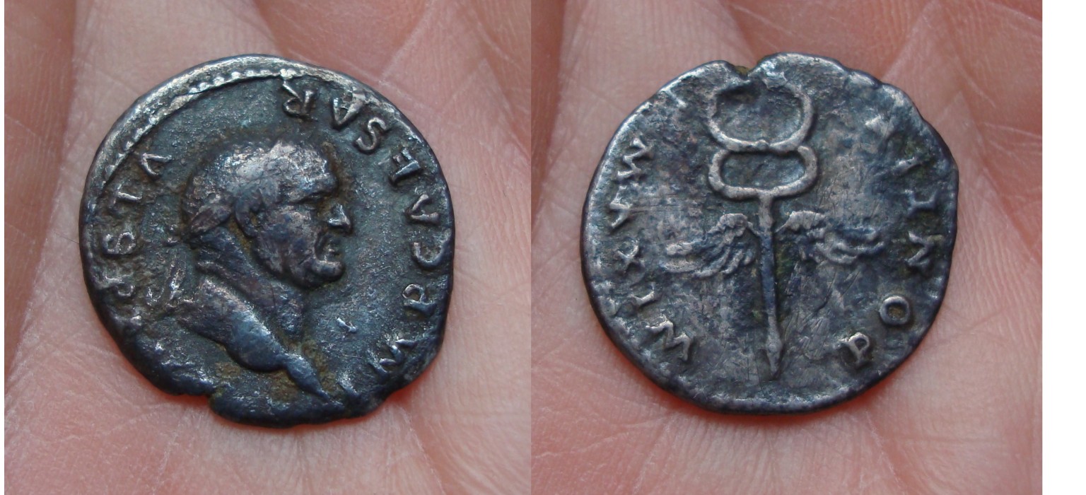 Vespasian - winged caduceus PONTIF MAXIM rare - Caduceus pontif maxim ...